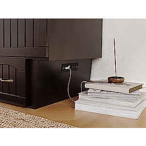 AFI, Nantucket Twin Murphy Bed Chest with Mattress, Storage Drawer and Built-In USB Charger, Espresso