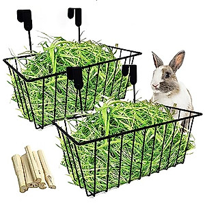 BNOSDM 2 Pack Rabbit Hay Feeder Bunny Hay Holder for Cage Hanging Guinea Pig Hay Rack Mental for Rabbits Bunnies Guinea Pig Chinchilla