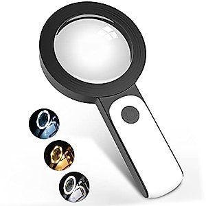 Magnifying Glass with 18LED Lights, 30X Handheld Large Illuminated Magnifier, Reading Magnifying Glass with for Seniors Read, Coins, Stamps, Map, Inspection, Macular Degeneration (Black