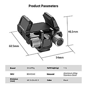 SMALLRIG SSD Mount Bracket SSD Holder for Samsung T5 SSD, for SanDisk SSD, for SanDisk SSD T5, Compatible with SMALLRIG Cage for BMPCC 4K & 6K, for Z Cam E2 & for Sigma fp - BSH2343