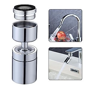SNUTUYA Brass Swivel Faucet Aerator, Dual-function Sink Aerator ，Extra Big large Angle Rotary Faucet Aerator, 360 Degree Swivel Faucet Extender for Kitchen 55/64 inch Female Thread,Splash-Proof