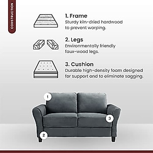 Lifestyle Solutions Austin Loveseat, Light Slate Grey