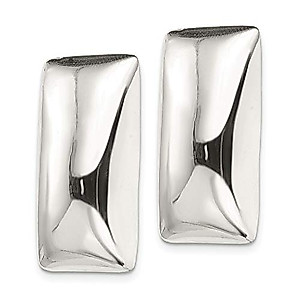 925 Sterling Silver Non Pierced Clip On Rectangle Stud Earrings