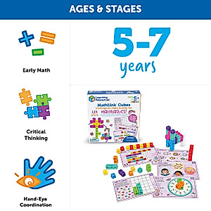 MathLink Cubes Kindergarten Math Activity Set Mathtastics!, Math Teaching Toys, PreKManipulatives, Children’s Math Games, 115 Pieces, Age 5+