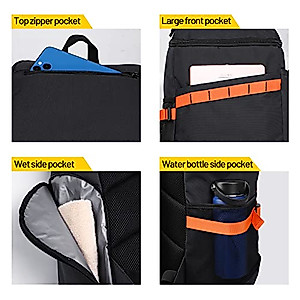 MIER Basketball Backpack Soccer Bag with Shoes/Ball Compartment, Large Sports Back Pack Equipment Bag for Men Women Athletes, 35L, Black