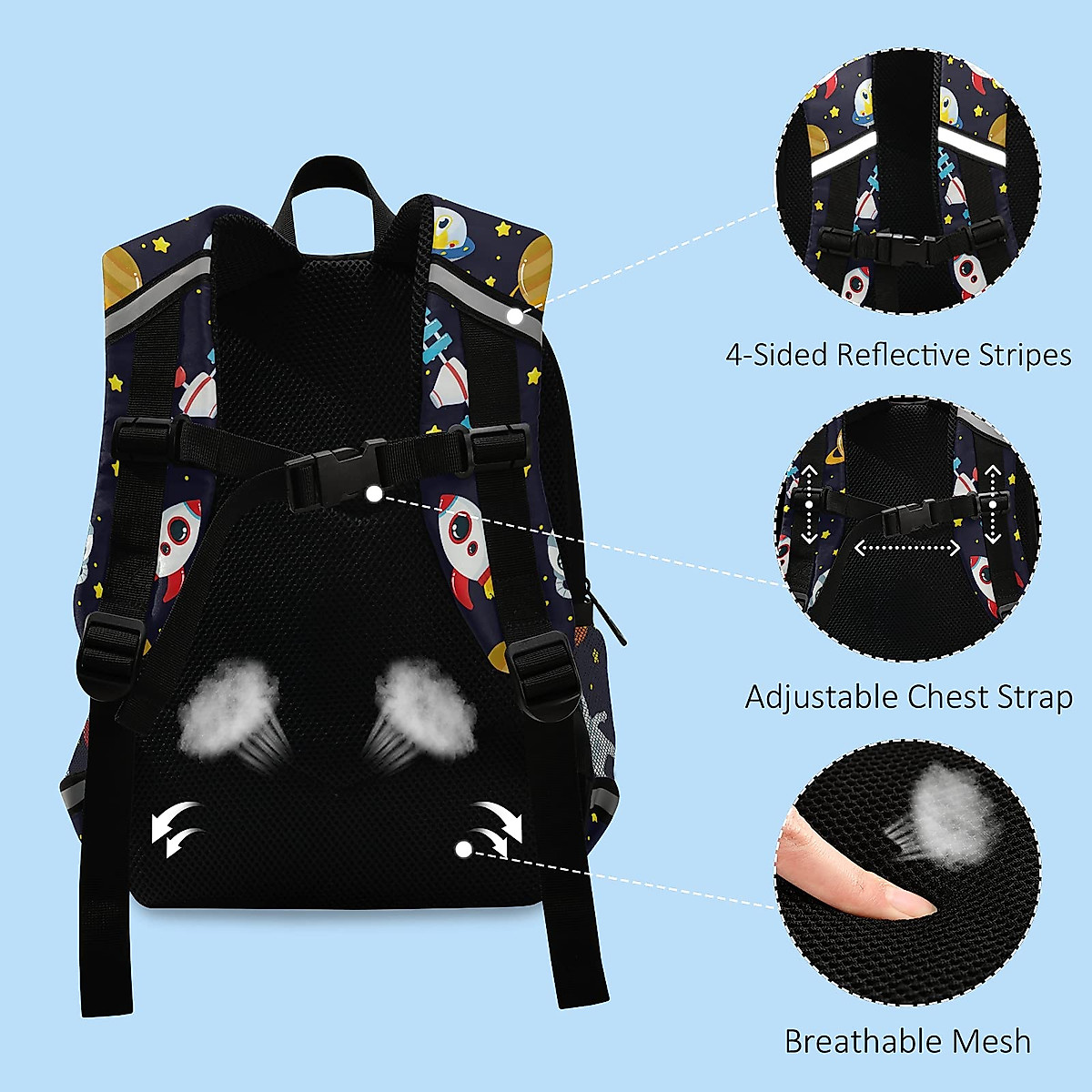 Planet Galaxy Childish Astronaut Toddler Backpack for Kids Boy Girls Age 3-6, Preschool Mini Backpack with Leash