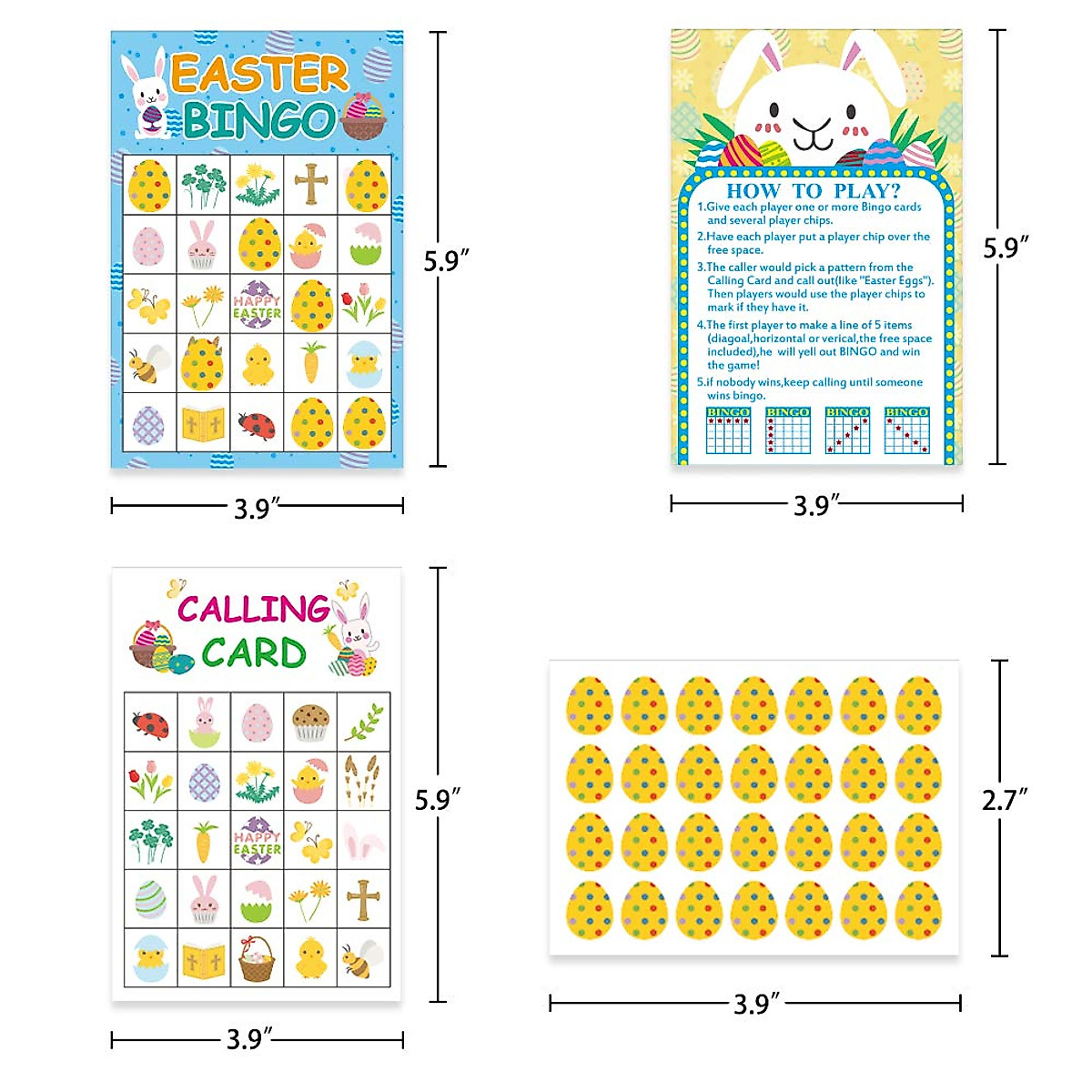 XJF Easter Bingo Game for Kids,24 Players for Kids Party Supplies,School Classroom Activities