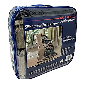 Nu Trendz Signature Southwest Design Sherpa Lined Throw Blanket 50"x 60" (tan)
