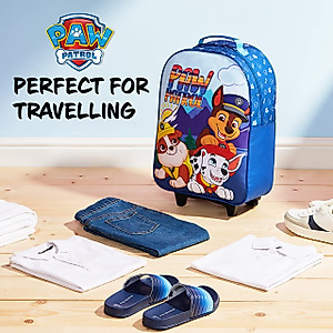 Paw Patrol Carry On Suitcase for Kids Foldable Trolley Hand Luggage Bag Travel Bag with Wheels Cabin Bag Wheeled Bag with Handle Chase Rubble Marshall Trolley Suitcase