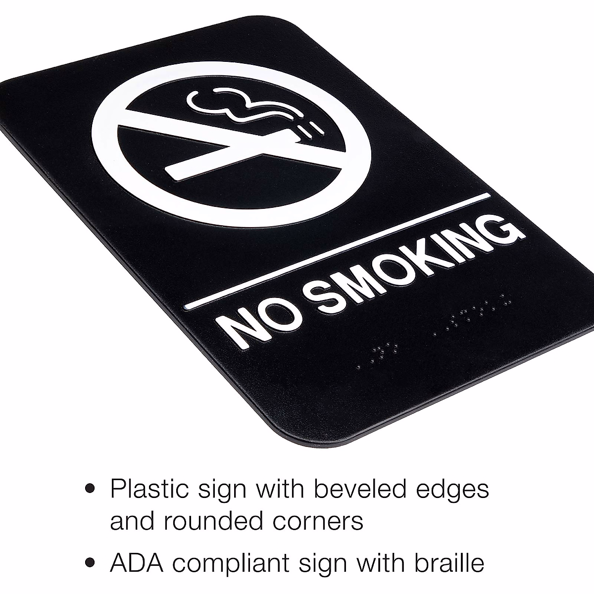 Excello Global Products Plastic Sign: Easy to Mount with Braille (ADA Compliant), Great for Business - 6"x9", No Smoking - Pack of 3
