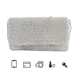 Buddy Supplies Evening Bag Women Envelope Rhinestone Handbag Wedding Party Clutch Purse, Glitter