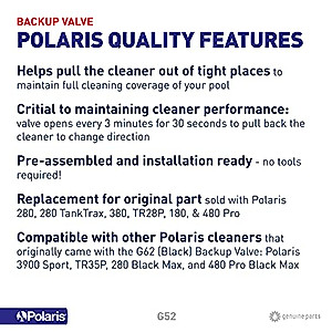 Polaris Genuine Parts G52 Backup Valve Replacement Kit for Automatic Pressure-Side Pool Cleaner VacSweep 280, 380, 180