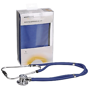 McKesson LUMEON Aneroid Sphygmomanometer and Stethoscope Kit - Pocket Blood Pressure Gauge/Cuff, Sprague Stethoscope, Blue - Size 11, 23-40 cm, 55 cm Tube, 1 Count