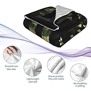 American Flag with Green Camo Baby Blanket Super Soft Microfiber Swaddling Blankets Wrap for Boys and Girls