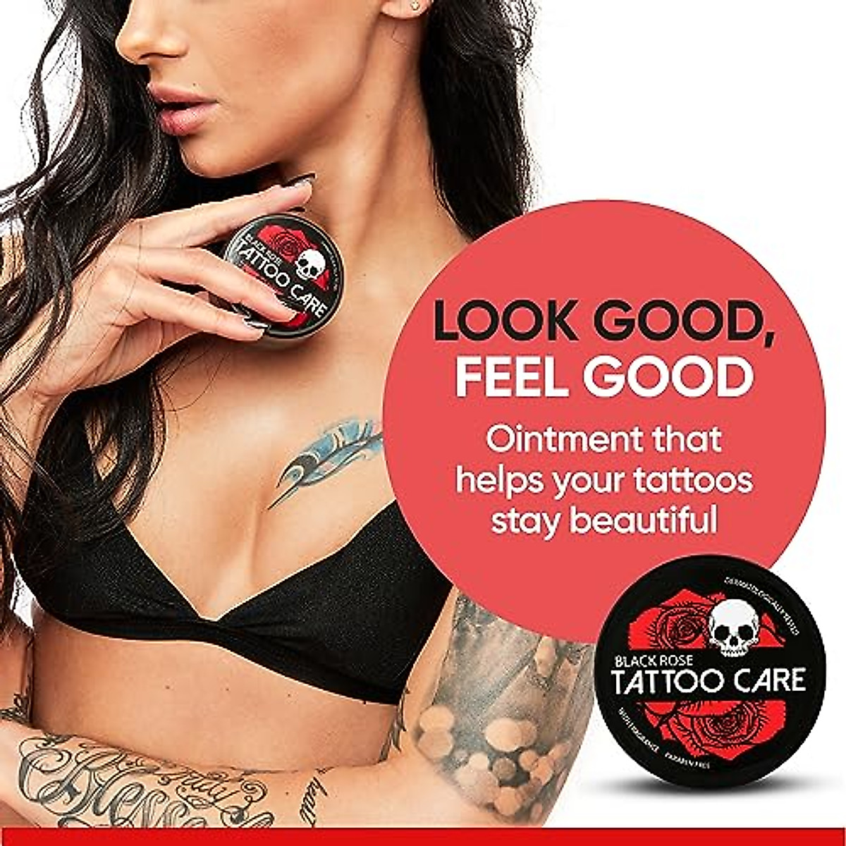 TATTOO CARE Makra Black Rose – Aftercare & Brightener Ointment - for New & Older Tattoos – Protects and Deeply Moisturizes – Enhances Colors, Prevents Fading, Brings Back Shine - 1.2 Oz/35 g