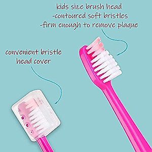 Farber Baby Kids Toothbrushes Set – Childrens Toothbrush 6 Pack with Compact, Extra Soft Bristles for Sensitive Teeth and Easy Grip Suction Cup Handles – Includes 6 Travel Covers (Pink, Blue, Green)