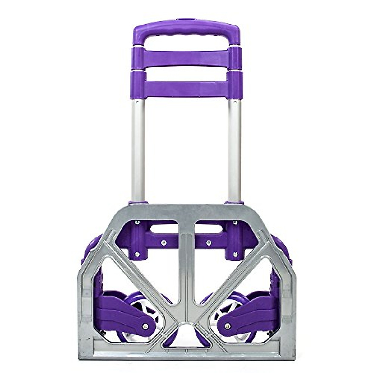 Aluminium Portable Folding Collapsible Push Truck,Hand Trolley Luggage Hand Cart and Dolly 165.35 lbs (75kg) for Home, Auto, Office,Travel Use (Purple)