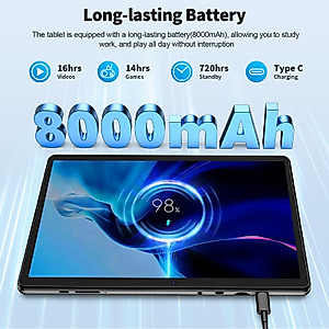 RliyOliy Tablet with Keyboard, 2 in 1 Tablet, 6GB+128GB, 1TB Expand, Android 13 Tablet, 10 inch Tablet with Case, Mouse, Stylus, 8000mAh Battery, 2.4G/5G WiFi, GPS, Certified Tablet PC