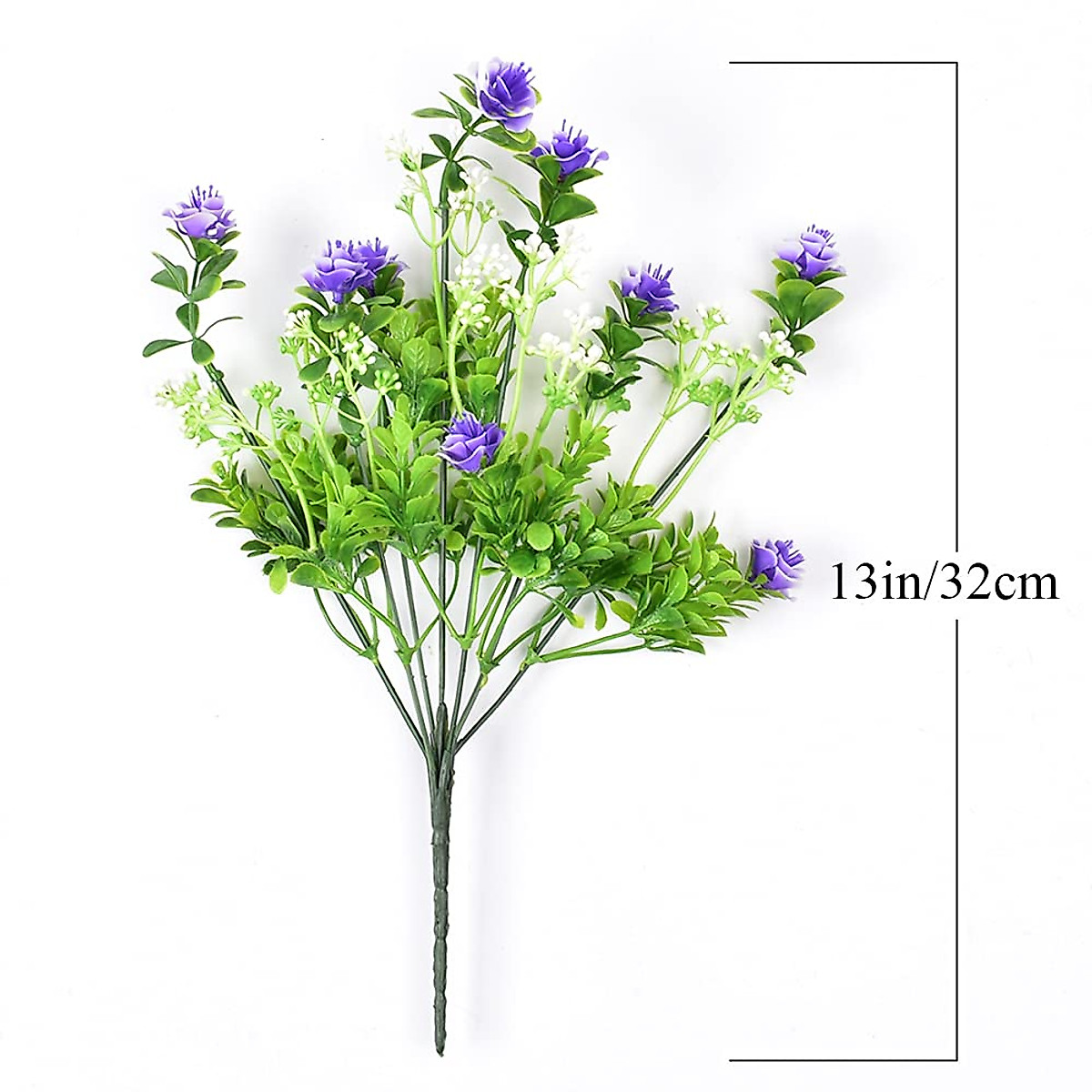 BSNOW Artificial Flowers 6 Bundles Outdoor Fake Flowers for Decoration UV Resistant No Fade Faux Plastic Plants Garden Porch Window Box Décor (Blue)
