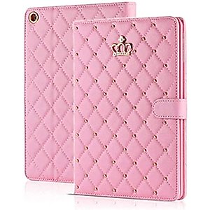 Kezigud iPad 10.2-Inch (2021/2020/2019, 9/8/7 Gen iPad 10.5-Inch (iPad Air 3 2019/iPad Pro 2017) Case, Crown PU Leather Smart Auto Sleep/Wake Flip Kickstand iPad 9th/8th/7th,iPad 10.5'' (Pink)