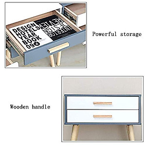 Side Table Bedside Table,Wood Nightstand Unit White 1/2-Drawer Modern Cabinet Chest of Drawers End Side Table with Solid Wood Legs Easy Assemble