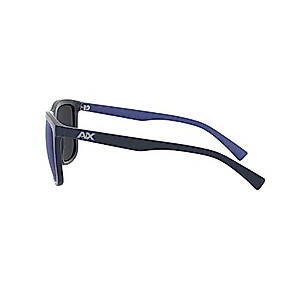 A|X ARMANI EXCHANGE Men's AX4093S Square Sunglasses, Matte Blue/Blue Mirrored/Blue, 56 mm