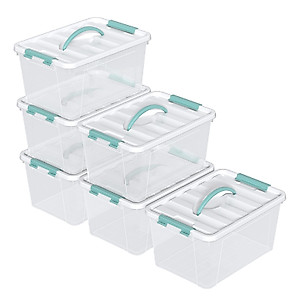 AnnkkyUS 6 Pack 14 Quart Clear Storage Bins with Lids, Plastic Latching Storage Box