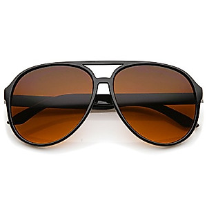 zeroUV Retro Large Blue Blocking Lens Aviator Sunglasses 60mm (Black/Orange Gradient)