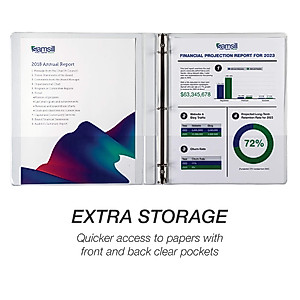 Samsill Durable .5 Inch Binder, Made in The USA, Round Ring Customizable Clear View Binder, White, 8 Pack (S88417)