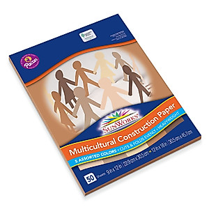 SunWorks, PAC9509, Multicultural Construction Paper, Pack of 25, 50 Sheets/Pack, Sold As 1 Carton
