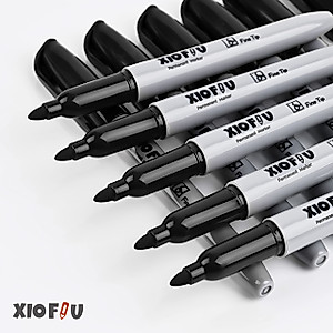 XioFiu Permanent Markers Bulk, 36 Pack Black Permanent Marker Set, Fine Tip, Waterproof Markers, Premium Smear Proof Pens, Waterproof, Quick Drying, Office Supplies for School, Office, Home