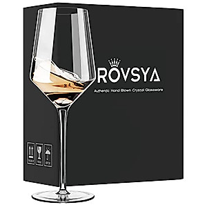 White Wine Glasses Set of 4- Modern Crystal Hand Blown Wine Glass-15 oz,Thin Rim,Long Stem,Perfect for Red or White,Daily Use,Unique Wedding Anniversary or Birthday Gift