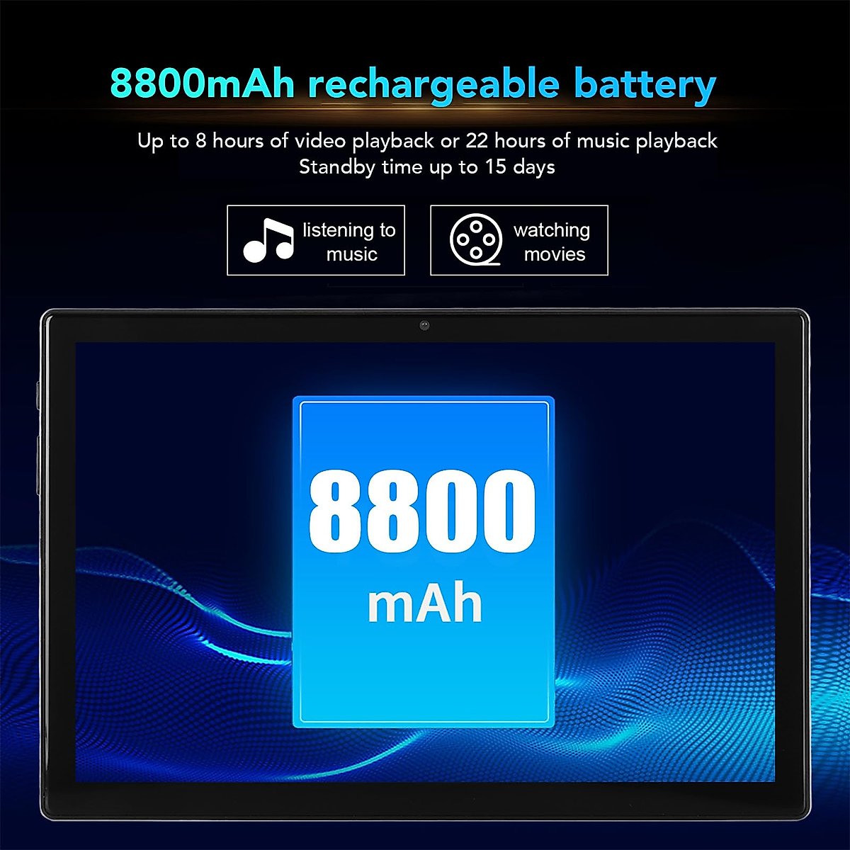 2 in 1 Tablet PC, 12MP Front Camera Smart 10.1 Inch Tablet MT6755 Octa CPU for Learning for Android 11.0 for Work (US Plug)