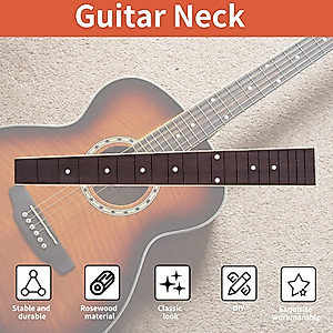Guitar Neck, Rosewood Fretboard Replacement for 41 Inch 20 Frets Acoustic Guitar Guitar Fretboard Replacement