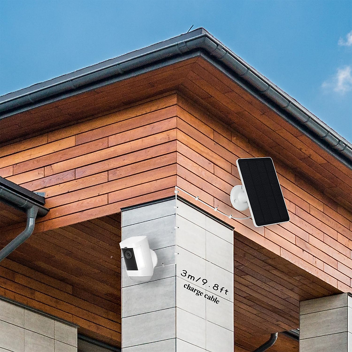 DaybreakAura 5W Solar Panels for Security Cameras - Compatible with Ring Spotlight Cam(Battery), Ring Stick Up Cam Battery - 9.8 Ft Charging Cable - 1PACK (Not for Spotlight Plus/Pro)