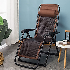 Lounge Chair, Outdoor Reclining PE Rattan Patio Recliner Chairs Beach Pool Lawn Camping Indoor Office Deck Lounger Chair