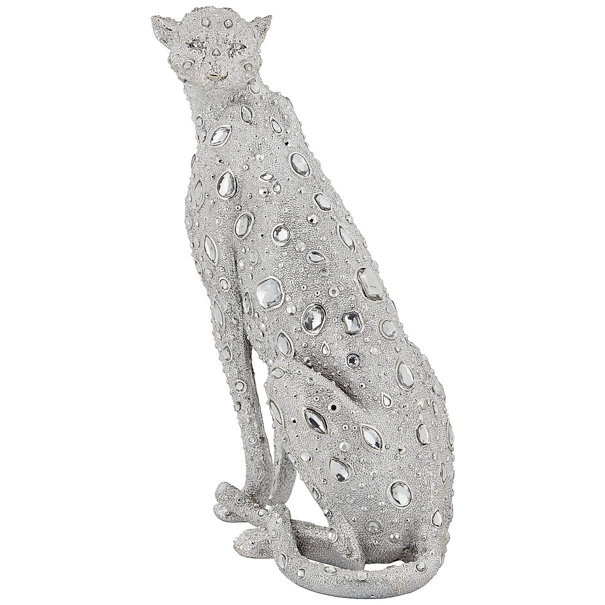 Studio 55D Sitting Leopard 16" High Silver Sculpture