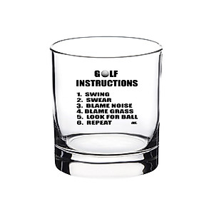 Rogue River Tactical Funny Golf Instructions Old Fashioned Whiskey Glass Drinking Gag Cup Gift For Golfer Golfing