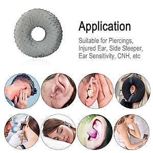 Heal n Hope Ear Piercing Pillow for Side Sleepers with Ear Hole for Ear Pain CNH, Piercing, Pain Relief Side Sleeping Pillow, Pressure Sore, Donut Pillow Ear Guard Minky Dot Light Gray