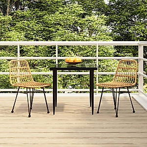 vidaXL Garden Dining Set 3 Piece Patio Furniture Outdoor Seating Table and Chair Decorative Dining Set Bistro Table Dinner Chair Poly Rattan