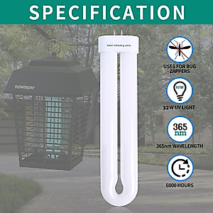 BF190 Bug Zapper Replacement Light Bulb 32 Watt Compatible with Flowtron BK-40D, FUL32T8/BL UVA Insect Attracting Bulb, Gx10Q Cap 2 Count