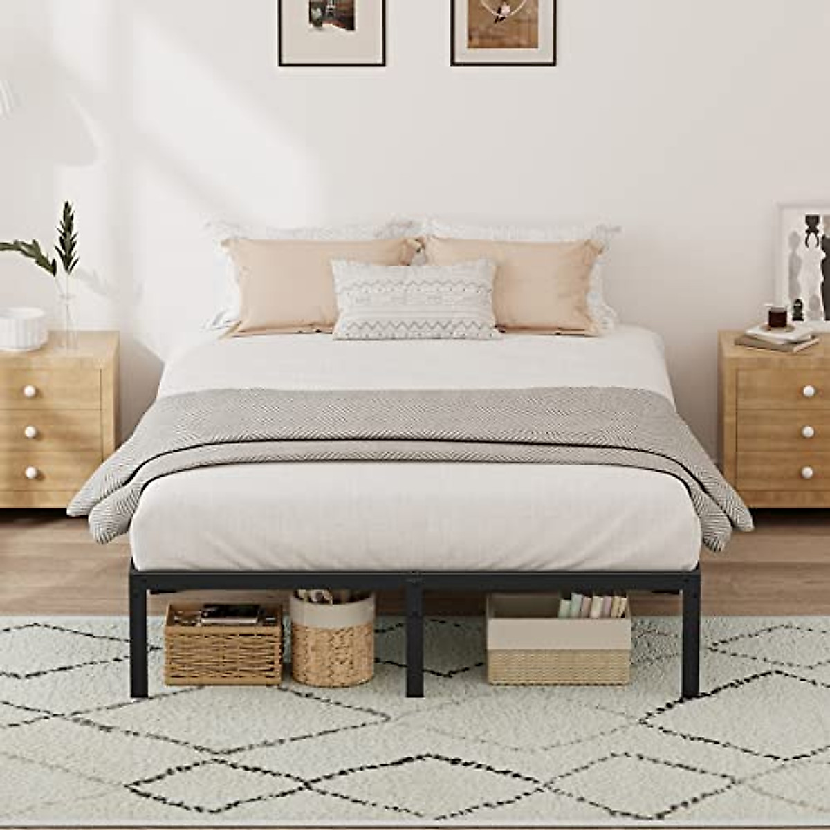 Mr IRONSTONE Twin Bed Frame, 14 Inch Platform Heavy Duty Steel Twin Size Bed Frame No Box Spring Needed, Metal Bed Frame with Storage, Heavy Duty Steel Slat, Anti-Slip Support, Quick Instal