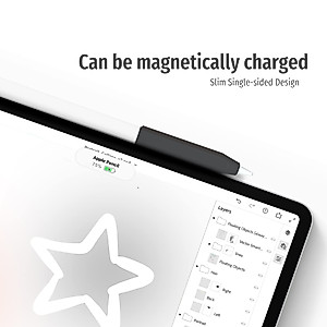 Grip Holder for Apple Pencil 2nd Generation Accessories,Protective Silicone Sleeve Cover Ergonomic Design Compatible with Magnetic Charging and Double Tap,Black