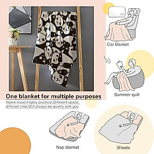BBKD Panda Fleece Throw Blanket for Bed 40" x 30", Panda Lightweight Super Soft Plush Flannel Throw Blanket for Women, Men and Kids