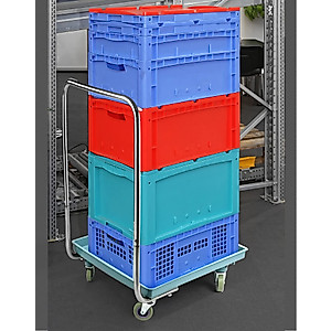 QWORK Warewashing Rack Dolly, 2 Pack, 21.26" x 21.26" x 34.65", 200 Lbs Load Capacity, with Detachable Handle and 4 Swivel Casters, 1 Pack