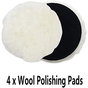 IPELY 6 Pcs 6 Inch Wool Polishing Buffing Pad Polishing Buffing Wheel for Drill Buffer Attachment with M14 Drill Adapter