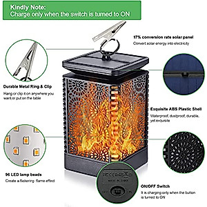 Solar Lantern Lights Dancing Flame Waterproof Outdoor Hanging Lantern Solar Powered Umbrella Led Night Lights Auto on Off Landscape Decorative for Garden Patio Deck Yard Path 4 Pack