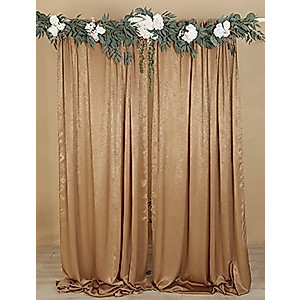 Cytdkve 2 Panels 4.8 Feet x 10 Feet Gold Brown Velvet-Like Wedding Backdrop Curtain Drapes, Silky Soft Window Curtains Panels for Wedding Ceremony Birthday Party Decorations