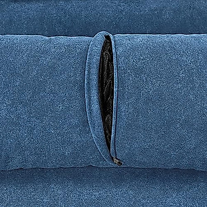 FANYE Loveseat Sofa with Pull Out Sleeper Couch Bed,2 Seater Sofa & Couch W/Adjustable Backrest Home Apartment Office Living Room Furniture Sets Sofabed, Twin Blue Microfiber W/Pillows, Pockets