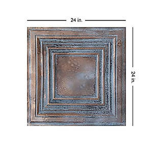 From Plain To Beautiful In Hours DCT05 Washington Square PVC 2' x 2' Lay-in or Glue-up Ceiling Tile (Covers / 200 sq.ft), Weathered Copper, 50 Piece
